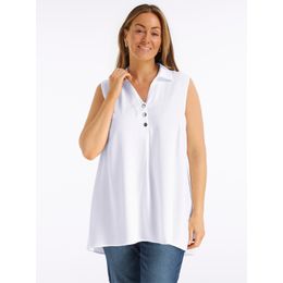 sheego Gro&szlig;e Gr&ouml;&szlig;en &Auml;rmellose Bluse mit Zierknopfleiste, ecru, Gr&ouml;&szlig;e 46 - Damen