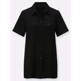 sheego Gro&szlig;e Gr&ouml;&szlig;en Longbluse mit langen Seitenschlitzen, schwarz, Gr&ouml;&szlig;e 44 - Damen