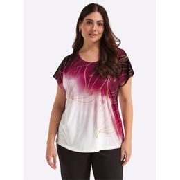 sheego Gro&szlig;e Gr&ouml;&szlig;en Print-Shirt mit Foliendruck, dunkelrot-goldfarben-bedruckt, Gr&ouml;&szlig;e 44 - Damen