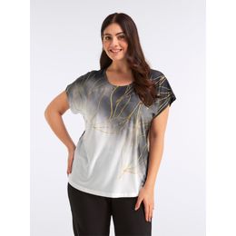 sheego Gro&szlig;e Gr&ouml;&szlig;en Print-Shirt mit Foliendruck, hellgrau-schwarz-bedruckt, Gr&ouml;&szlig;e 48 - Damen