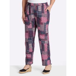 sheego Gro&szlig;e Gr&ouml;&szlig;en Schlupfhose mit Patch-Druck, erika-jeansblau-bedruckt, Gr&ouml;&szlig;e 52 - Damen