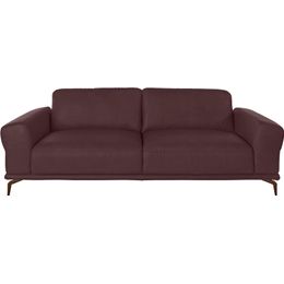 2,5-Sitzer W.Schillig "montanaa", braun (mocca z69), B:232cm H:78cm T:94cm, Sofas, mit Metallf&uuml;&szlig;en in Bronze pulverbeschichtet, Breite 232 cm