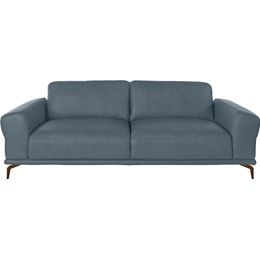 2,5-Sitzer W.Schillig "montanaa", blau (blau z69), B:232cm H:78cm T:94cm, Sofas, mit Metallf&uuml;&szlig;en in Bronze pulverbeschichtet, Breite 232 cm