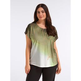 sheego Gro&szlig;e Gr&ouml;&szlig;en Print-Shirt mit Foliendruck, schilf-schwarz-bedruckt, Gr&ouml;&szlig;e 44 - Damen
