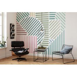 Fototapete Komar "Komar Vlies Fototapete - Jeux de Lignes Bonbon - Gr&ouml;&szlig;e 300 x 250 cm", lila (modern), H:0,83m L:2,5m, Vlies, Tapeten