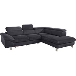 Ecksofa COTTA "Driver L-Form", schwarz, B:266cm H:73cm T:214cm, Struktur (100% Polyester);Chenille (90% Polyester, 10% Polyamid), Sofas, Ecksofa, mit Kopfteilverstellung, wahlweise mit Bettfunktion & Bettkasten