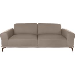 2,5-Sitzer W.Schillig "montanaa", braun (stone z59), B:232cm H:78cm T:94cm, Sofas, mit Metallf&uuml;&szlig;en in Bronze pulverbeschichtet, Breite 232 cm