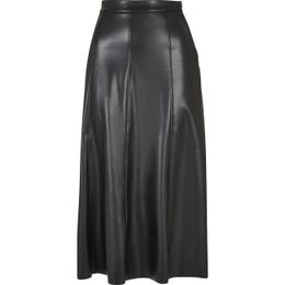 Sommerrock Urban Classics "Urban Classics Damen Ladies Synthetic Leather Midi Skirt", Damen, Gr. S, schwarz, 93% Polyester, 7% Elasthan, unifarben, loose fit, R&ouml;cke