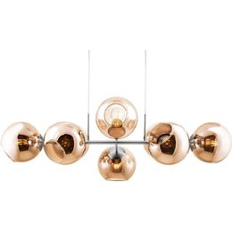 NOWA H&auml;ngeleuchte "PILAR", nickelfarben matt, 8, H: 150cm, 1 Stk., Leuchten, H&auml;ngeleuchte Metall Nickel matt, Glas amber, h&ouml;henverstellbar, E27 40W, H&auml;ngeleuchte