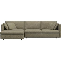 Ecksofa FLEXLUX "Lovane", gr&uuml;n (fall gr&uuml;n), B:290cm H:84cm T:182cm, 62% Polyester/14% Cotton/7% Linen, Sofas, Ecksofa, Weich & anschmiegsam, gro&szlig;e Sitztiefe auf Kaltschaum, Dekokissen inkl.