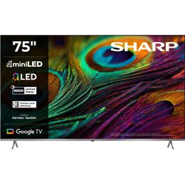 Sharp QLED Mini LED-Fernseher "4T-C75JPx", Energieeffizienz: E (A-G), silber, 75 &Prime;, Fernseher