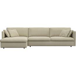 Ecksofa FLEXLUX "Lovane", beige (sandy beige), B:323cm H:84cm T:183cm, 100% Polyester, Sofas, Ecksofa, Weich & anschmiegsam, gro&szlig;e Sitztiefe auf Kaltschaum, Dekokissen inkl.