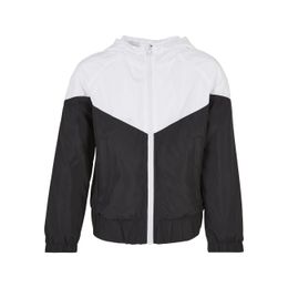 Windbreaker Urban Classics "Urban Classics Damen Girls Arrow Windbreaker", M&auml;dchen, Gr. 110/116, wei&szlig;, schwarz, 100% Polyester, mehrfarbig, normal, ohne Ausschnitt, Jacken Windbreaker
