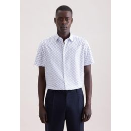 Businesshemd Seidensticker "Schwarze Rose", Herren, Gr. M (39), normale &Auml;rmell&auml;ngen, mittelblau, 100% Baumwolle, bedruckt, slim fit, Hemden, Slim 1/2 Kentkragen Druck