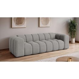 Big-Sofa OTTO HOME "KALLIE Design-Sofa mit Steppung, Bubble-Optik, Breite 248 cm", hellgrau, B:248cm H:72cm T:95cm, 100% Polyester, Sofas, Big-Sofa, moderne Steppung, hoher Sitzkomfort und modernes Design