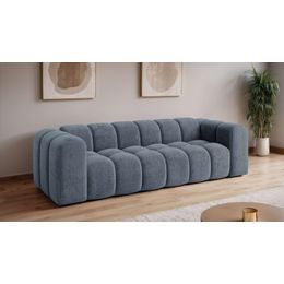Big-Sofa OTTO HOME "KALLIE Design-Sofa mit Steppung, Bubble-Optik, Breite 248 cm", hellblau, B:248cm H:72cm T:95cm, 100% Polyester, Sofas, Big-Sofa, moderne Steppung, hoher Sitzkomfort und modernes Design