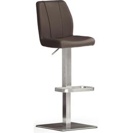 Bistrostuhl MCA furniture "BARBECOOL Barhocker Bistrostuhl Tresenhocker", braun (braun, edelstahl geb&uuml;rstet, braun), B:41cm H:89cm T:52cm, Kunstleder, St&uuml;hle, Bistrostuhl, mit R&uuml;ckenlehne,Bodenplatte eckig, 180 drehbar, Sitzh&ouml;he von 56-81 cm