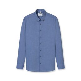 Businesshemd OLYMP "OLYMP Level Five, body fit, Button-down", Herren, Gr. 38, Normaler Arm, nachtblau, 100% Baumwolle, Hemden