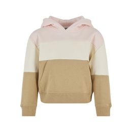 Kapuzenpullover Urban Classics "Urban Classics Damen Girls Oversized 3-Tone Hoody", Herren, Gr. 122/128, pink, sandwei&szlig;, unionbeige, 65% Baumwolle, 35% Polyester, mehrfarbig, oversize, ohne Ausschnitt, Pullover Kapuzenpullover