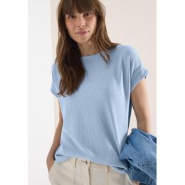 T-Shirt Cecil, Damen, Gr. L (42), fresh water blau, Jersey, Obermaterial: 60% Viskose, 40% Polyester, unifarben, regular fit normal, U-Boot-Ausschnitt, Shirts T-Shirt, mit seitlichen Schlitzen
