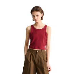 Marc O'Polo Tanktop MARC O'POLO DENIM, Damen, Gr. L, vivid cherry, Rippware, Obermaterial: 96% Baumwolle, 4% Elasthan, slim fit kurz, Rundhals, Tops Tanktop, slim cropped aus Stretch-Jersey