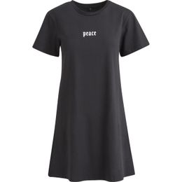 T-Shirt MISS TEE "Miss Tee Girls Peace Hand Ladies Tee Dress", Damen, Gr. XS, schwarz, 100% Baumwolle, bedruckt, loose fit, Rundhals, Shirts T-Shirt