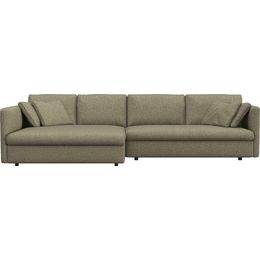 Ecksofa FLEXLUX "Lovane", gr&uuml;n (fall gr&uuml;n), B:290cm H:84cm T:185cm, 62% Polyester/14% Cotton/7% Linen, Sofas, Ecksofa, Weich & anschmiegsam, gro&szlig;e Sitztiefe auf Kaltschaum, Dekokissen inkl.