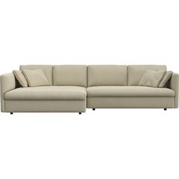 Ecksofa FLEXLUX "Lovane", beige (sandy beige), B:290cm H:84cm T:185cm, 100% Polyester, Sofas, Ecksofa, Weich & anschmiegsam, gro&szlig;e Sitztiefe auf Kaltschaum, Dekokissen inkl.