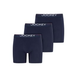 Langer Boxer Jockey "Cotton Stretch", Damen, Gr. XL, blau, Single Jersey, Obermaterial: 95% Baumwolle, 5% Elasthan, unifarben, Unterhosen, (3er Pack), eng anliegend, hoher Tragekomfort