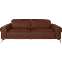 2,5-Sitzer W.Schillig "montanaa", braun (tobacco z69), B:232cm H:78cm T:94cm, Sofas, mit Metallf&uuml;&szlig;en in Bronze pulverbeschichtet, Breite 232 cm