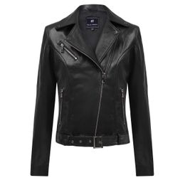 Lederjacke FELIX HARDY "Lederjacke mit Rei&szlig;verschluss", Damen, Gr. M, schwarz, 100% Lammleder, Jacken