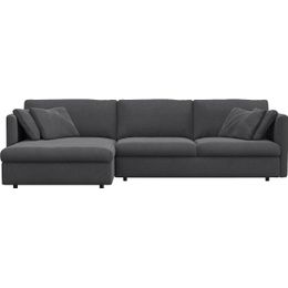 Ecksofa FLEXLUX "Lovane", grau (dervit grau), B:290cm H:84cm T:182cm, 100% Polyester, Sofas, Ecksofa, Weich & anschmiegsam, gro&szlig;e Sitztiefe auf Kaltschaum, Dekokissen inkl.