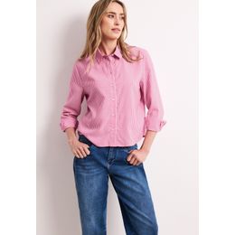 Langarmbluse Street One, Damen, Gr. 40, magenta dream, Stoff, 65% Polyester, 35% Viskose, gestreift, normal normal, V-Ausschnitt, B&uuml;ndchen, Blusen, im Seersucker-Style mit Streifen