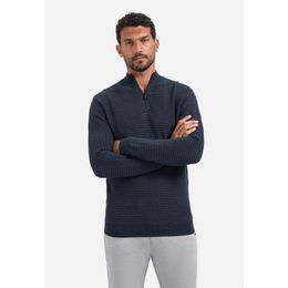 Stehkragenpullover NO EXCESS "NO EXCESS Waffelstrickpullover mit Half-Zip", Herren, Gr. L, night, 84% Baumwolle, 16% Nylon, Pullover Stehkragenpullover