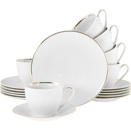 Kaffeeservice Creatable "Valencia Gold, Kaffee-Service 18-tlg", wei&szlig;, 18 Stk., Porzellan, Geschirr-Sets, Kaffeeservice, Elegant, Goldrand