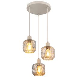 Globo LIGHTING H&auml;ngeleuchte "ANTONIO", beige matt, 3, &Oslash; 35cm H: 120cm, 1 Stk., Leuchten, Beige H&auml;ngeleuchte mit Rauchglas und verchromten Akzenten, H&auml;ngeleuchte