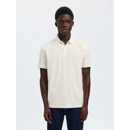 Poloshirt Selected "SLHFAVE BUTTON SS POLO NOOS", Herren, Gr. XL, cloud dancer, Jersey, Obermaterial: 50% Baumwolle, 50% Polyester, unifarben, regular fit normal, ohne Ausschnitt, Shirts, Baumwollmischung, regular fit