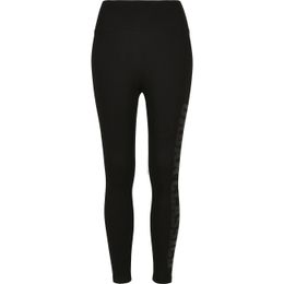 Leggings Urban Classics "Urban Classics Damen Ladies High Waist Branded Leggings", Damen, Gr. S, US-Gr&ouml;&szlig;en, schwarz, schwarz, 95% Baumwolle, 5% Elasthan, slim fit, Hosen Leggings