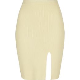 Sommerrock Urban Classics "Urban Classics Damen Ladies Rib Knit Skirt", Damen, Gr. 3XL, softgelb, 35% Polyacryl, 35% Viskose, 30% Polyamid, unifarben, slim fit, R&ouml;cke