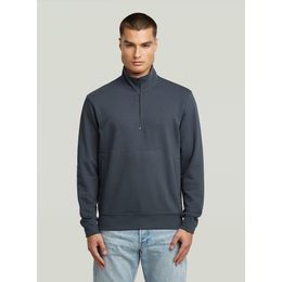 G-Star Raw Longpullover G-STAR "Nifous Half Zip Sweatshirt", Herren, Gr. M, india ink, Obermaterial: 58% Baumwolle, 42% Polyester, Pullover Longpullover