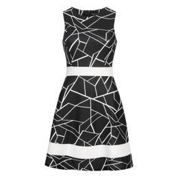 Shirtkleid CLOUD 5IVE "CLOUD 5IVE Dress with Abstract Print and Zipper on the back", Damen, Gr. XS, US-Gr&ouml;&szlig;en, schwarz, wei&szlig;, 95% Polyester, 5% Elasthan, normal, Rundhals, Kleider Shirtkleid