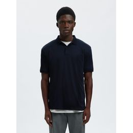 Poloshirt Selected "SLHFAVE BUTTON SS POLO NOOS", Herren, Gr. M, sky captain, Jersey, Obermaterial: 50% Baumwolle, 50% Polyester, unifarben, regular fit normal, ohne Ausschnitt, Shirts, Baumwollmischung, regular fit