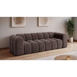 Big-Sofa OTTO HOME "KALLIE Design-Sofa mit Steppung, Bubble-Optik, Breite 248 cm", braun, B:248cm H:72cm T:95cm, 100% Polyester, Sofas, Big-Sofa, Wellenunterfederung, hoher Sitzkomfort und modernes Design