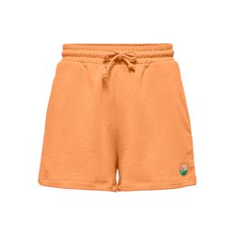 Sweatshorts Only "ONLMINNA SWEAT SHORTS CS SWT", Damen, Gr. L, N-Gr, mock orange detail:Only badge, Sweatware, Obermaterial: 65% Polyester, 35% Baumwolle, unifarben, regular fit kurz, Hosen Sweatshorts, Materialmix, regular fit