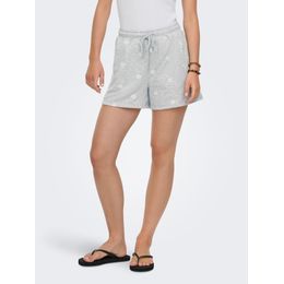 Sweatshorts Only "ONLLUNA BERMUDA SHORTS UB SWT", Damen, Gr. L, N-Gr, light grau melange aop:smal ditsy cloud, Sweatware, Obermaterial: 100% Polyester, bedruckt, regular fit kurz, Hosen Sweatshorts, Polyester, regular fit