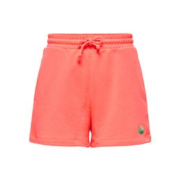 Sweatshorts Only "ONLMINNA SWEAT SHORTS CS SWT", Damen, Gr. L, N-Gr, fiery coral detail:Only badge, Sweatware, Obermaterial: 65% Polyester, 35% Baumwolle, unifarben, regular fit kurz, Hosen Sweatshorts, Materialmix, regular fit