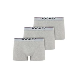 Boxer Jockey "Cotton Stretch", Damen, Gr. L, grau heather, Single Jersey, Obermaterial: 95% Baumwolle, 5% Elasthan, unifarben, Unterhosen, (3er Pack), atmungsaktiv, passgenauer Stretch