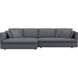 Ecksofa FLEXLUX "Lovane", blau (navy blau), B:290cm H:84cm T:185cm, 62% Polyester/14% Cotton/7% Linen, Sofas, Ecksofa, Weich & anschmiegsam, gro&szlig;e Sitztiefe auf Kaltschaum, Dekokissen inkl.