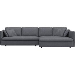 Ecksofa FLEXLUX "Lovane", blau (navy blau), B:290cm H:84cm T:185cm, 62% Polyester/14% Cotton/7% Linen, Sofas, Ecksofa, Weich & anschmiegsam, gro&szlig;e Sitztiefe auf Kaltschaum, Dekokissen inkl.