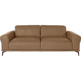 2,5-Sitzer W.Schillig "montanaa", braun (fango z69), B:232cm H:78cm T:94cm, Sofas, mit Metallf&uuml;&szlig;en in Bronze pulverbeschichtet, Breite 232 cm